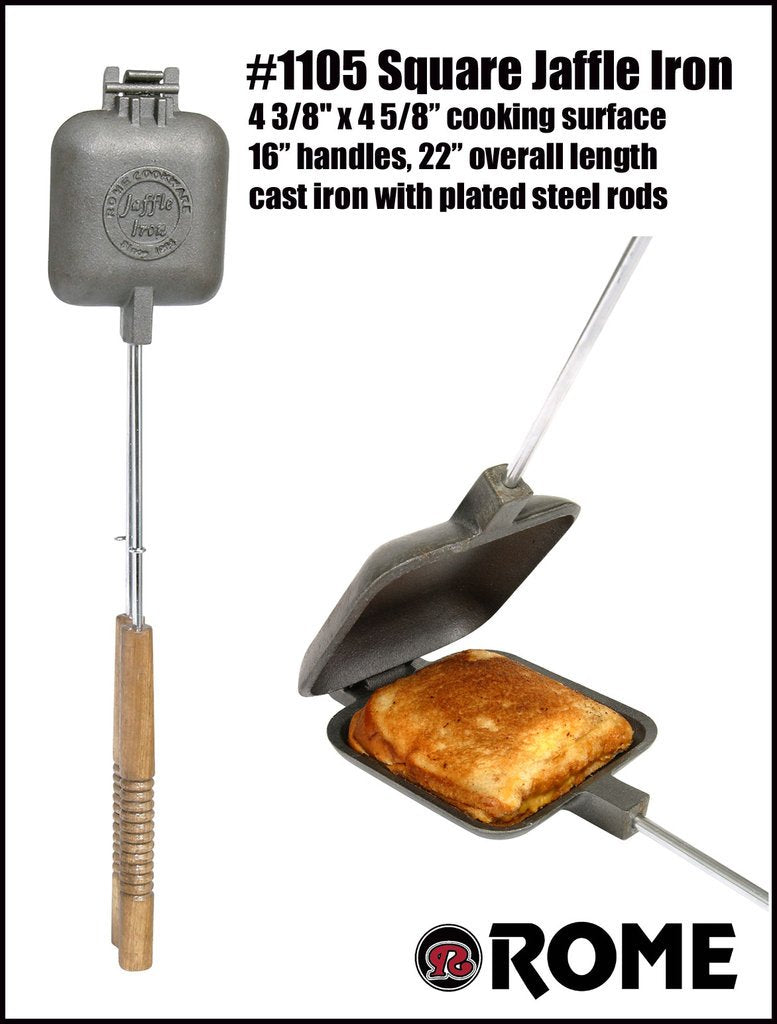 Square Jaffle Iron - Cast Iron, Rome Industries #1105