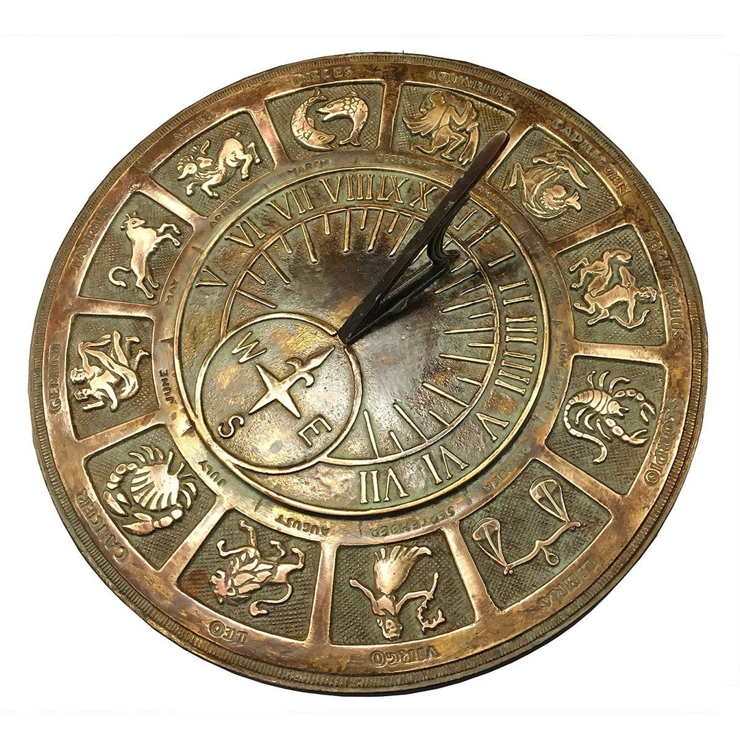 Solid Brass Zodiac Sundial, Rome Industries #1920 – romeindustries