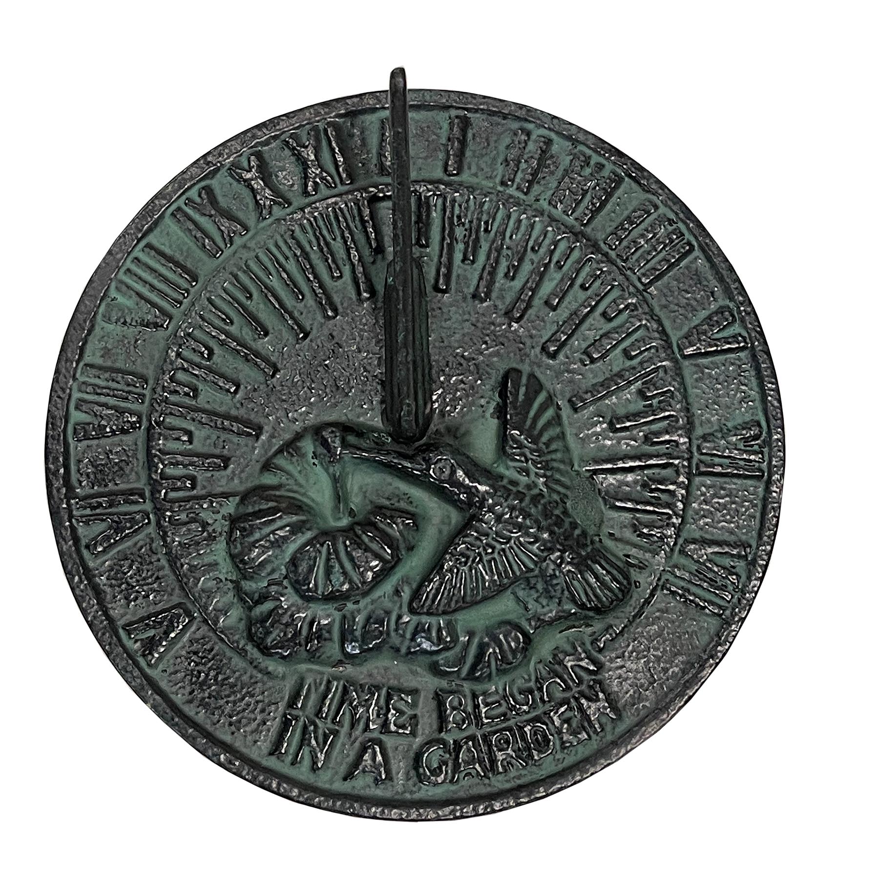 Cast Iron Hummingbird Sundial, 7 1/4" dia Rome #2532 – romeindustries